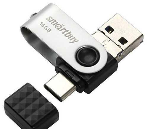 Флешка USB Type-C Micro USB Smartbuy trio 16gb