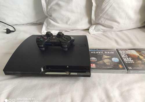 Sony PS3 slim + 2 игры
