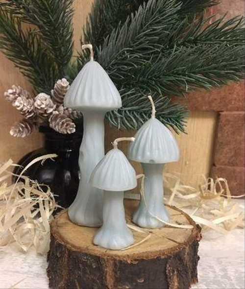 Голубые грибы, свечи, подарочный набор