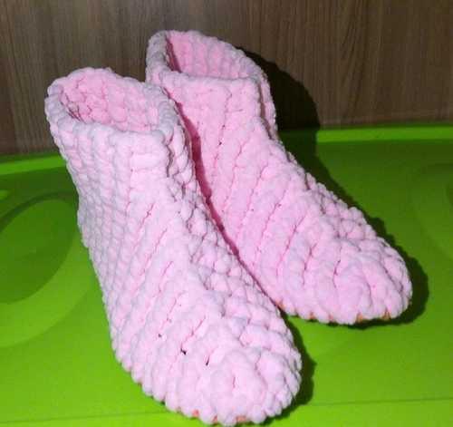Тапочки из плюшевой пряжи