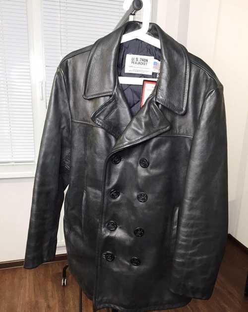 Бушлат кожаный schott Leather Naval Pea Coat 140