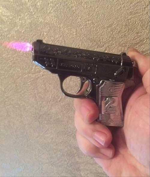 Зажигалка "Пистолет" с лазерной указкой