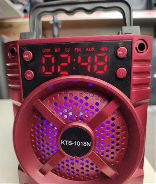 Колонка с часами KTS-1018N красная