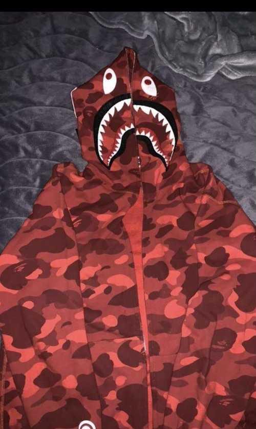 Bape Shark Full Zip Hoodie Red
