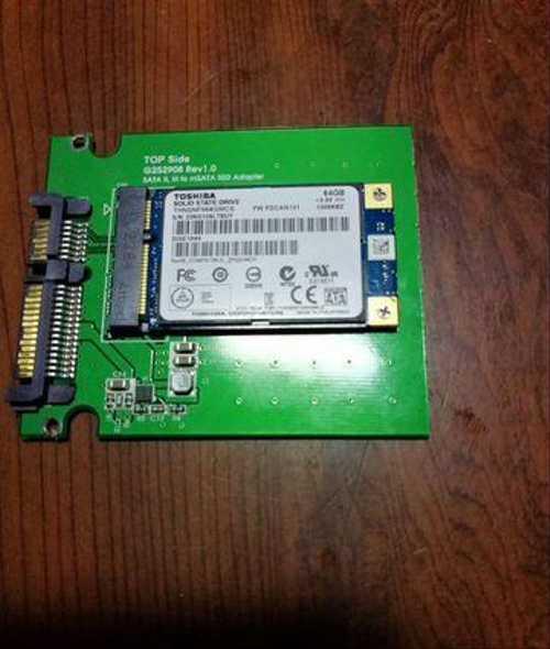 Ssd msata 64gb +адаптер наsata