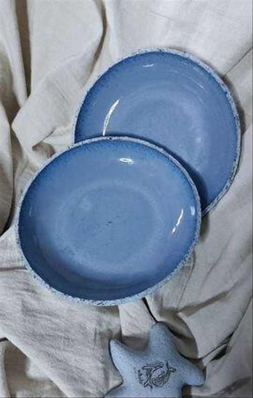 Тарелка керамическая из голубой глины