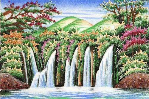 Картина для интерьера Водопад из самоцветов