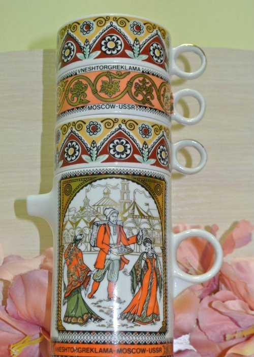 Чайник + 3 чашки, "Wneshtorg". Рига. СССР