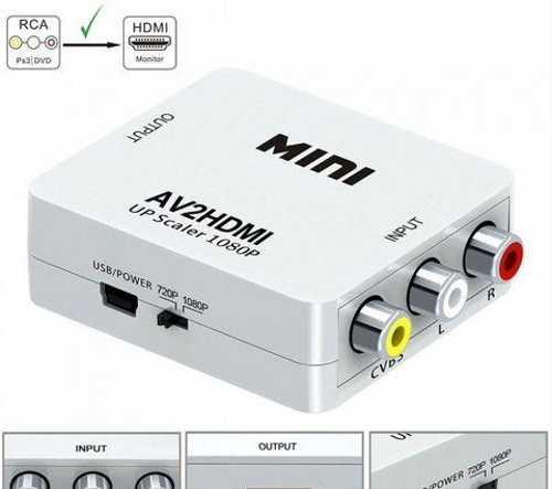 Адаптер конвертер 3RCA на hdmi 1080P