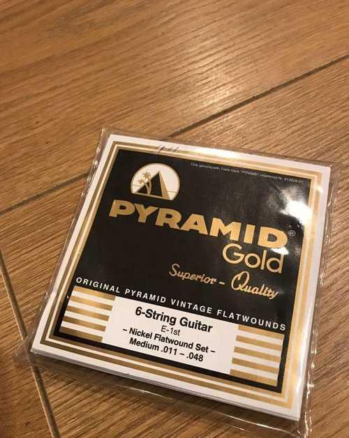Струны для гитары pyramid Gold flatwounds 11-48