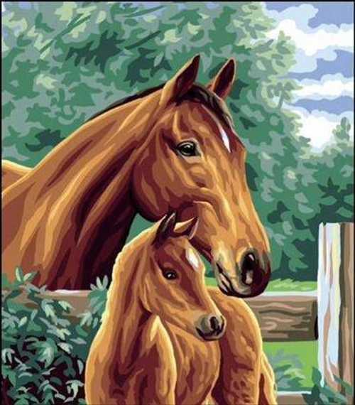 Алмазная мозаика Paintboy "Лошадь и жеребенок"
