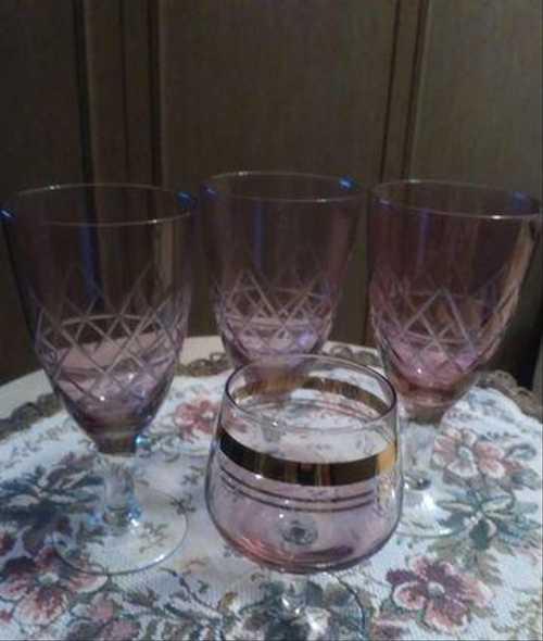 Фужеры и стаканы цветное стекло СССР