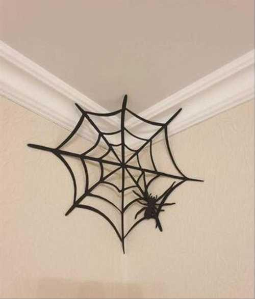 Хэллоуин декор (паутина с пауками)