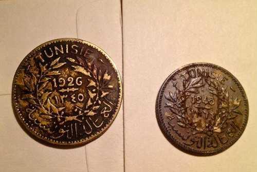 Колония. Франц Тунис 1926 Монеты. Оч Редкие