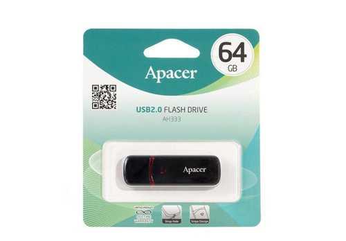 Флешка USB Apacer 64GB AH333 USB2.0, черный