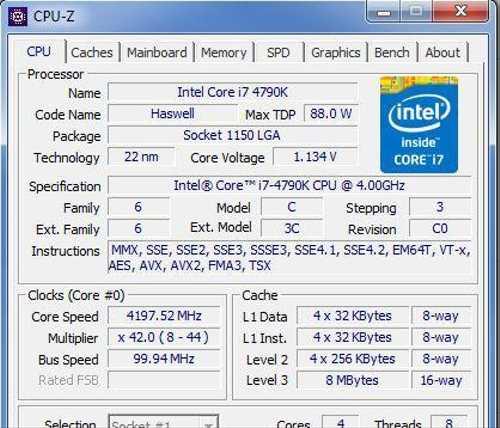 Продаю core i7 4790k + м. плата + память