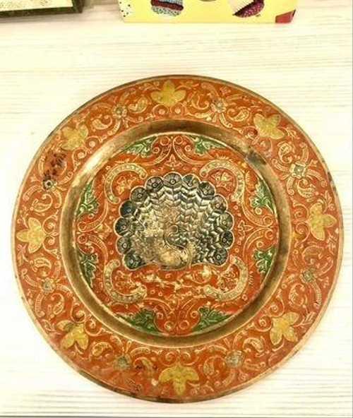 Настенная тарелка эмаль по латуни