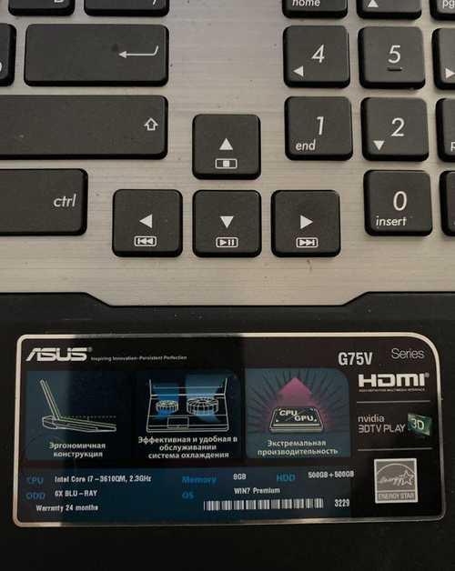 Игровой ноутбук 17 дюймов asus ROG G75V
