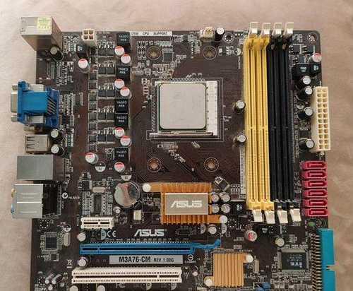 Материнская плата asus M3A76-CM rev.1.00g + процес