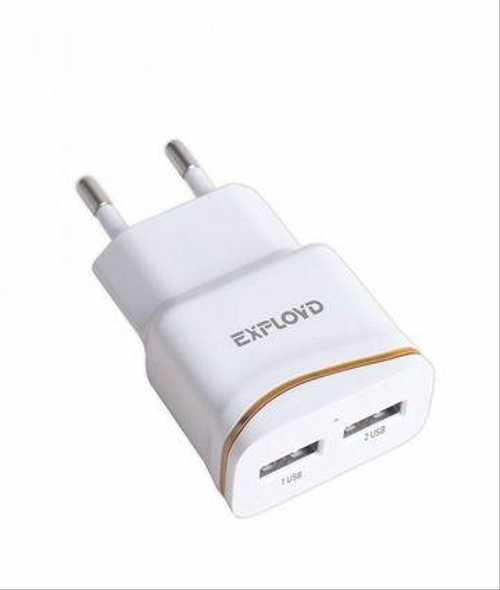 Сетевой адаптер 2USB 2.4A Exployd Classic White