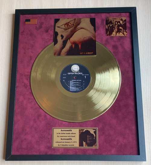 Aerosmith Get A Grip Gold Vinyl Record In Frame