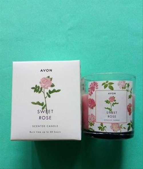 Ароматическая свеча Sweet Rose (сладкая роза) Avon