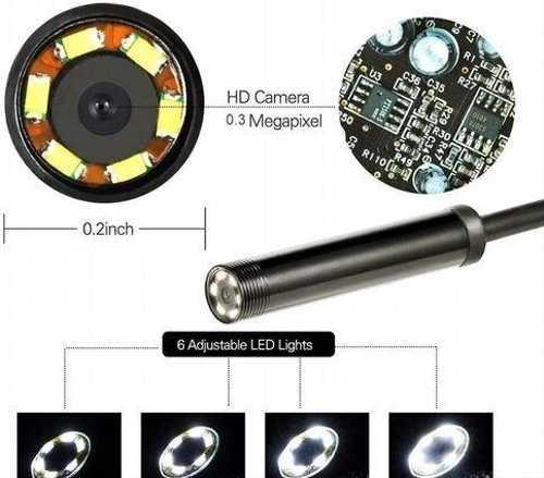 Гибкая камера эндоскоп с USB (смартф/пк)
