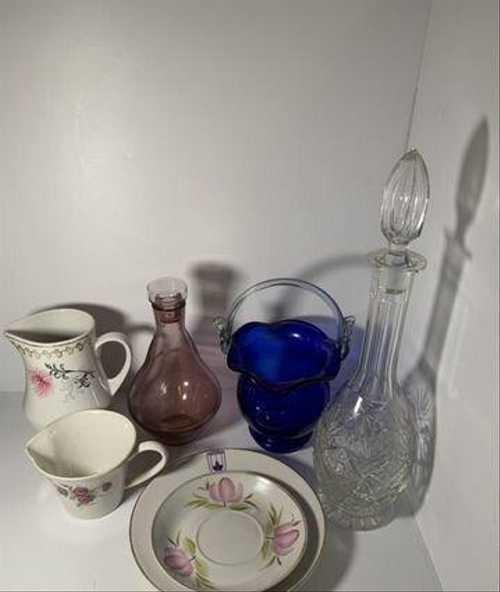 Графин штоф ваза тарелка сливочник фарфор стекло