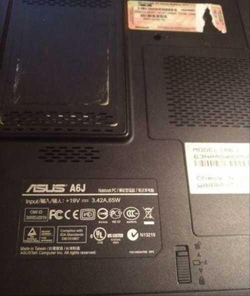 Ноутбук asus A6J на запчасти