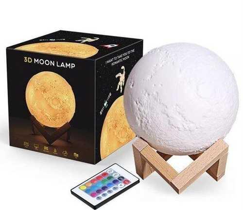 3D Светильник Лампа Луна - 3D moon lamp, 15 см с п