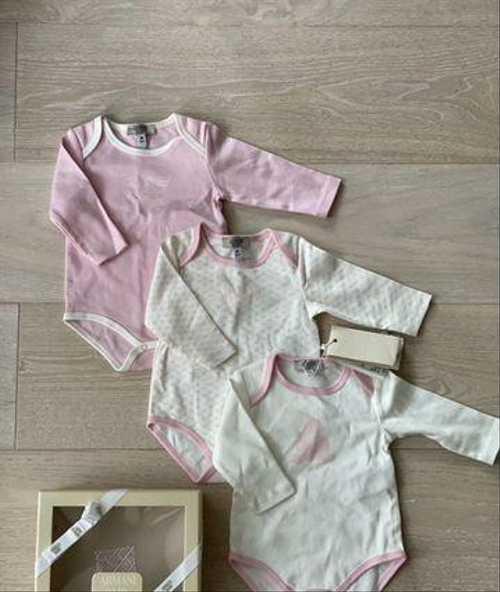 Armani baby 56 см боди в подарочной коробке