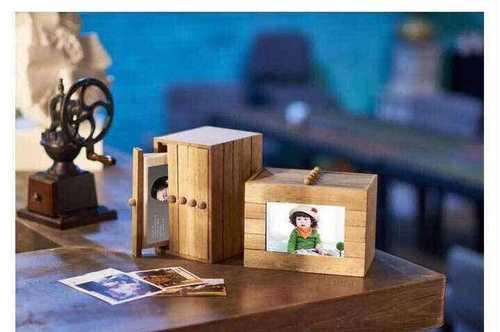 Фоторамка-фотоальбом деревянный ящик на 100 фото