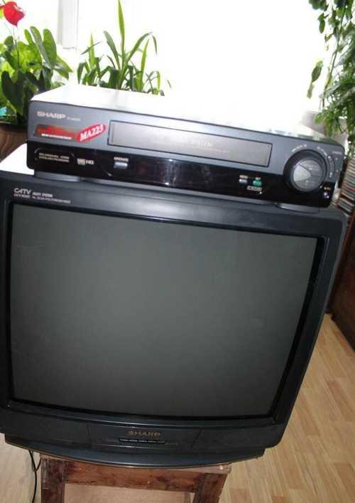 ЭЛТ-телевизор sharp 21H-SC + VHS-плеер sharp VC-MA