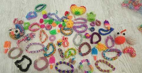 Резиночки rainbow loom, набор для плетения украшен