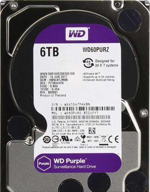Жесткий диск 6Tb Western Digital WD60purz