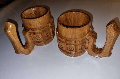 Кружки пивные деревянные сувенирные