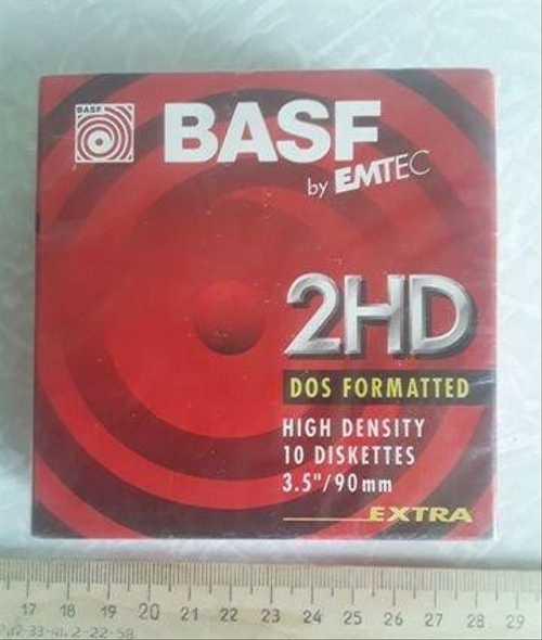 Упаковка дискет basf 2HD Dos Formatted. 10шт