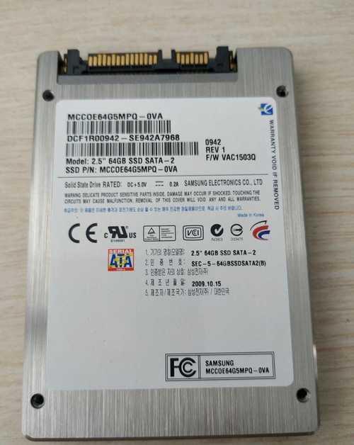 SSD samsung 64GB SATA SLC память очень надежный