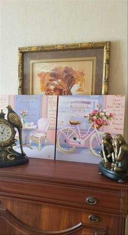 Картины в стиле Прованс- велосипед, кафе