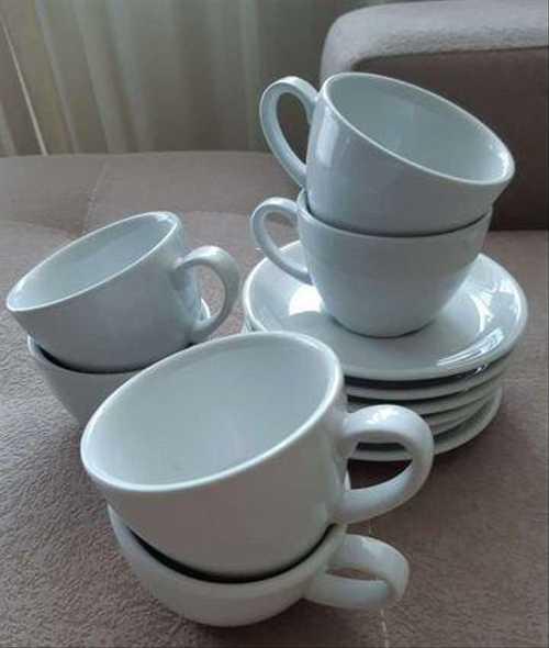 Чайные чашки, кофейные, стаканы, ложки