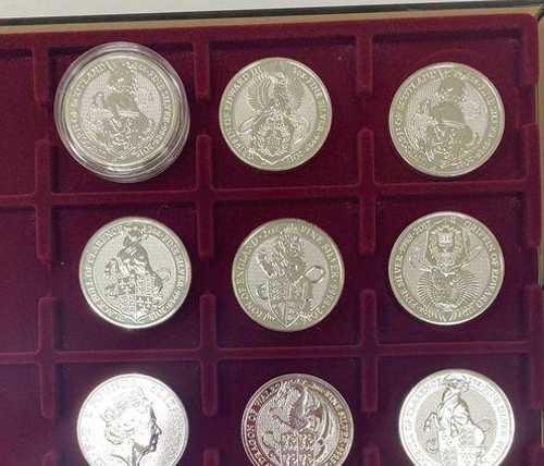 Серебряная монета Великобритании «Звери Королевы"