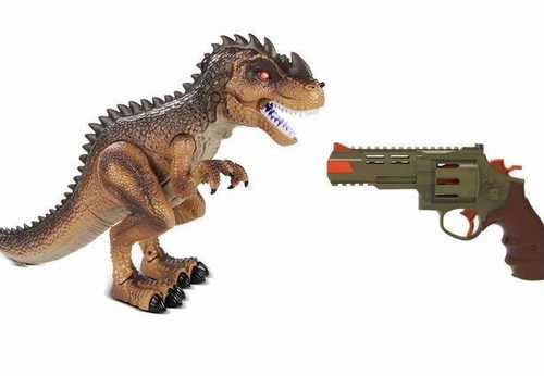 Набор игровой Junfa "Охота на динозавра", (Тираннозавр и пистолет), на ик управлении, свет, звук, в коробке (WS5371)