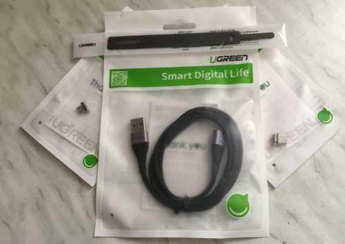 Магнитный кабель ugreen type-C и micro-USB