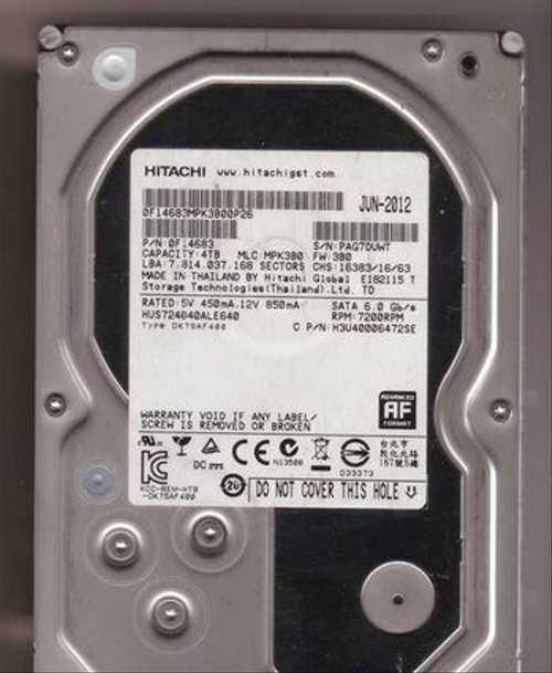 HDD Hitachi Ultrastar 7K4000 4Tb HUS724040ALE640
