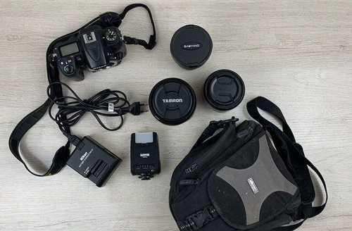 Nikon d7000 + 3 объектива + вспышка + сумка