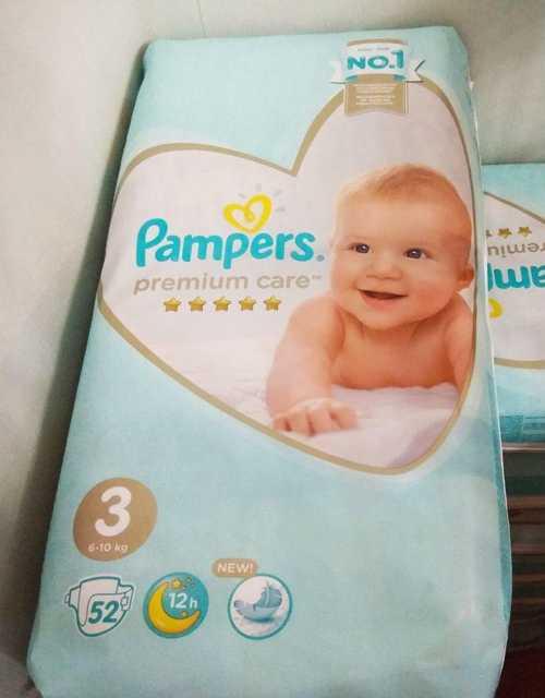 Подгузники Pampers premium care 3 52шт (новые)