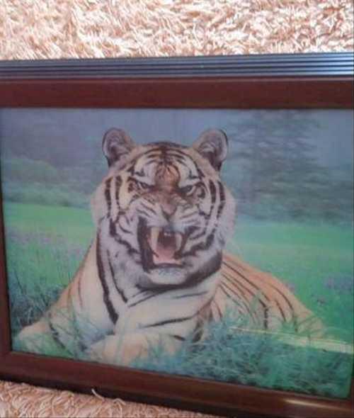 Постер тигр - голография 3 Д б\у