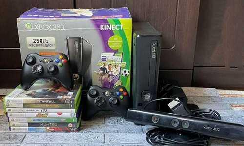 Xbox 360 Slim 250Gb + 2Джостика + 7Игр + Кинект