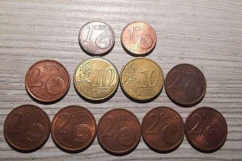 Евро центы разных стран монеты