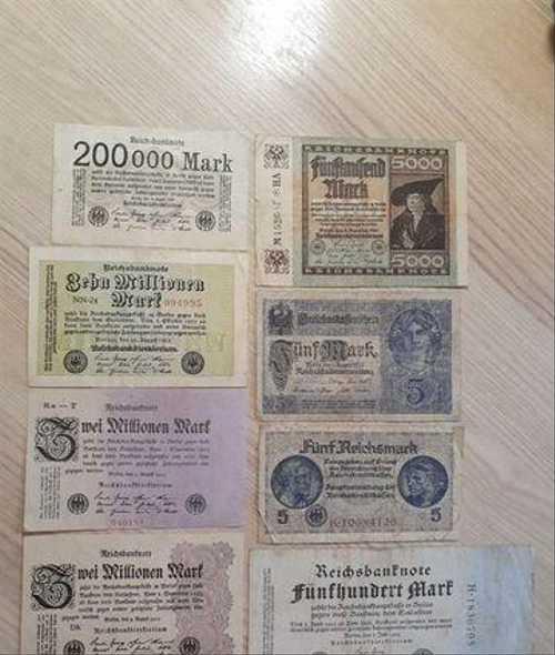 Банкноты Германии, Испании, Македонии